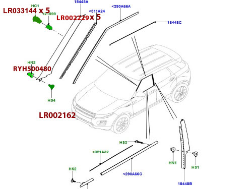 GENUINE LAND ROVER CLIPS A PILLAR RANGE ROVER EVOQUE NEW – LR British ...
