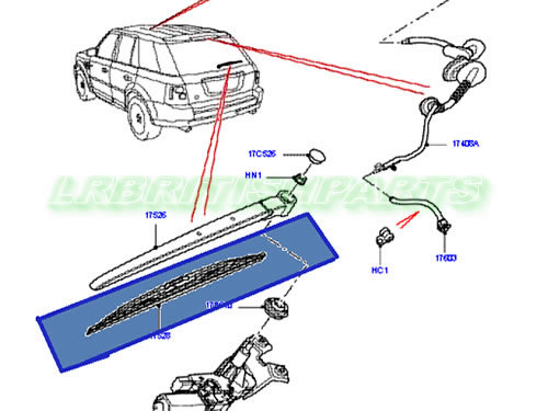 GENUINE LAND ROVER WIPER BLADE REAR WINDOW RANGE ROVER SPORT 05-09 10 ...