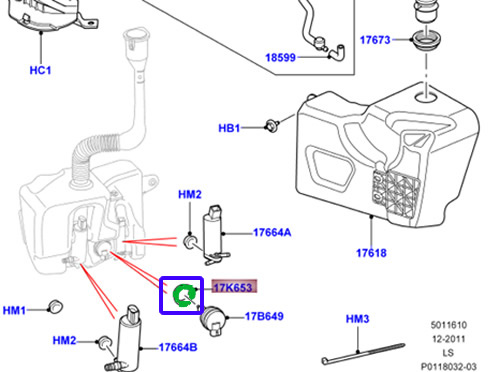 LAND ROVER WIPER WASHER WINDSHIELD FLUID LEVEL SENSOR O'RING OEM NEW ...
