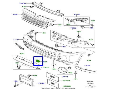 GENUINE LAND ROVER FRONT TOWING COVER RETAINER SET RANGE ROVER SPORT 05 ...