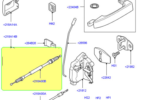 GENUINE LAND ROVER FRONT DOOR LOCK CABLE EXTERNAL RANGE ROVER 03-12 NEW ...