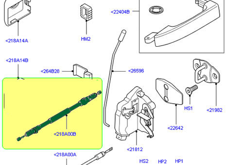 LAND ROVER FRONT DOOR LOCK CABLE EXTERNAL RANGE ROVER 03-12 NEW ...