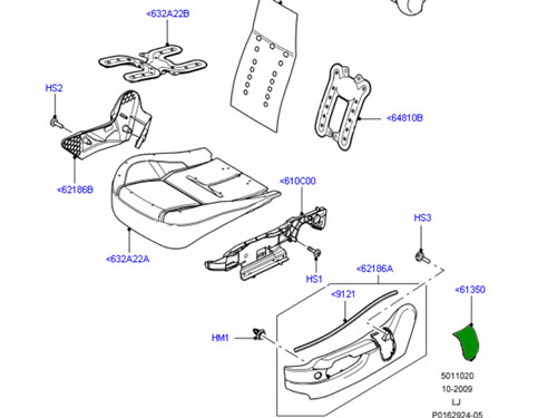 GENUINE LAND ROVER SEAT CUSHION VALANCE COVER RANGE ROVER 07-09 10-12 ...