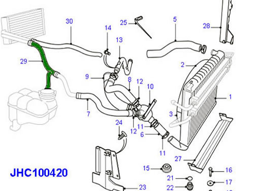 LAND ROVER EXPANSION TANK TO PIPE HOSE RANGE ROVER 95-98 P38 NEW ...
