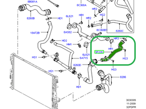GENUINE LAND ROVER WATER PUMP TUBE INLET TUBE LR2 3.2L OEM NEW LR002686 ...
