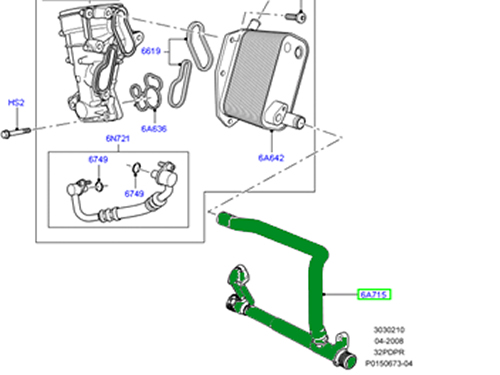 GENUINE LAND ROVER OIL COOLER OUTLET TUBE HOSE LR2 3.2L 0EM NEW ...