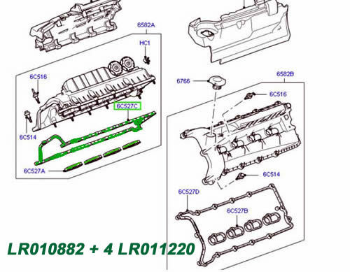 LAND ROVER VALVE COVER GASKET RANGE ROVER LR4 RANGE ROVER SPORT 5.0L RH ...