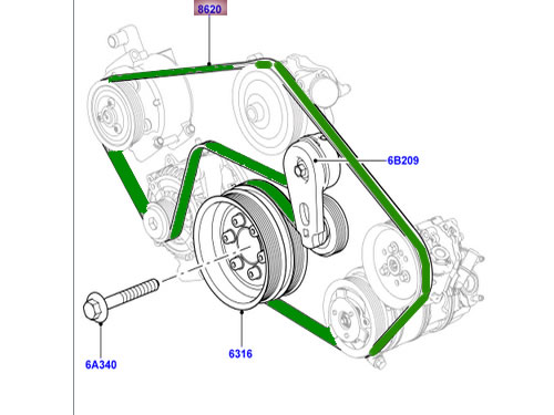 GENUINE LAND ROVER PRIMARY BELT RANGE ROVER SPORT 10-13 5.0L V8 SC ...