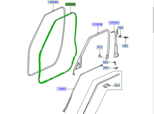 GENUINE LAND ROVER FRONT DOOR SECONDARY SEAL WEATHER STRIP RANGE ROVER ...