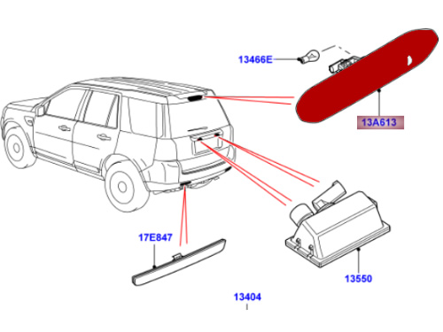 GENUINE LAND ROVER HIGH MOUNTED STOP LAMP LR2 LR014462 NEW OEM ...