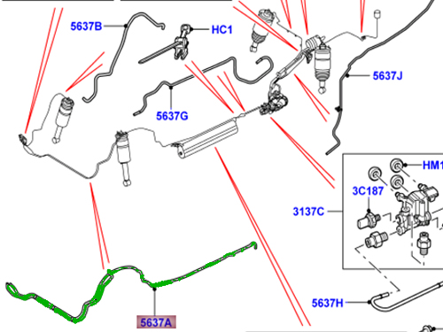 GENUINE LAND ROVER AIR SUSPENSION TUBE RANGE ROVER SPORT 05-09 10-13 ...