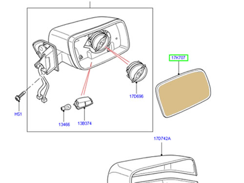GENUINE LAND ROVER EXTERIOR MIRROR CONVEX GLASS RANGE ROVER SPORT LR2 ...