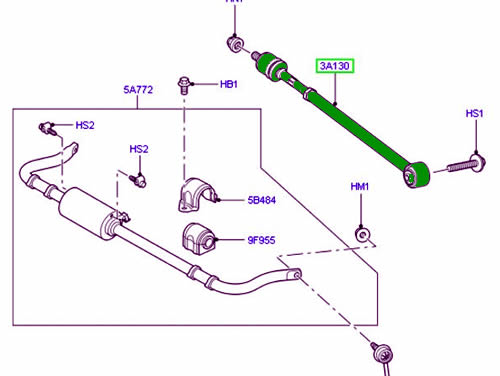 GENUINE LAND ROVER REAR SUSPENSION SPINDLE ROD CONNECTING LR3 RANGE ...