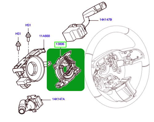 LAND ROVER ROTARY COUPLING SENSOR STEERING LR2 RANGE ROVER EVOQUE ...