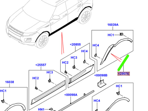 GENUINE LAND ROVER REAR WHEEL ARCH FRONT MOLDING LR027251 RANGE ROVER ...