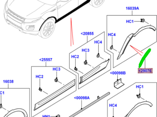 GENUINE LAND ROVER REAR WHEELARCH MOULDING RANGE ROVER EVOQUE LH NEW ...