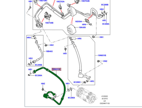 LAND ROVER A/C DISCHARGE HOSE RANGE ROVER EVOQUE DISCOVERY SPORT 15 ON ...
