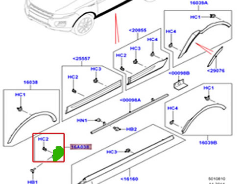 GENUINE LAND ROVER LOWER FRONT FENDER MOULDING EVOQUE LH NEW LR035400 ...