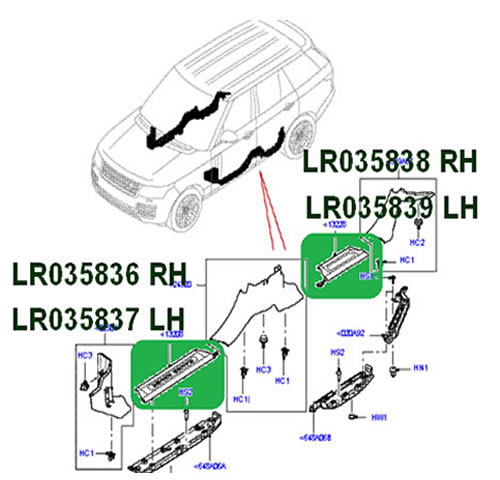 LAND ROVER PLATE DOOR SCUFF RANGE ROVER SET LR035836 LR035837 LR035838 ...
