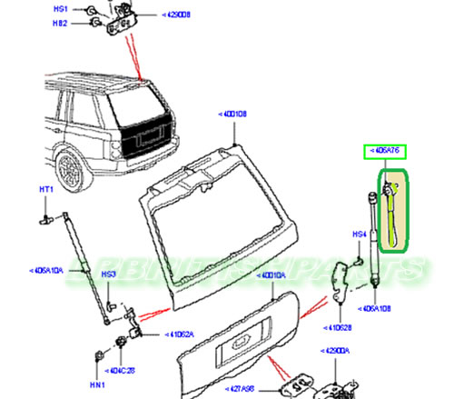 LAND ROVER TAILGATE STRAP CABLE LOWER RANGE ROVER 03-05 06-09 10-12 NEW ...