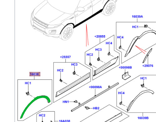 GENUINE LAND ROVER FRONT FENDER WHEELARCH RANGE ROVER EVOQUE RH OEM NEW ...