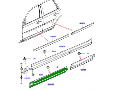 GENUINE LAND ROVER FRONT DOOR LOWER MOULDING LR2 RH NEW LR044654 - LR ...