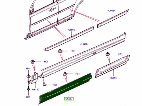 GENUINE LAND ROVER DOOR MOULDING LOWER PAINTED CLADDING LR2 RH OEM NEW ...