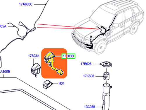 GENUINE LAND ROVER WINDSHIELD WASHER JET HEATED RANGE ROVER SPORT 05-09 ...