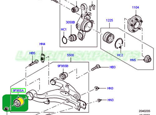 GENUINE LAND ROVER REAR CONTROL ARM BUSHING LOWER FRONT SET RANGE ROVER ...