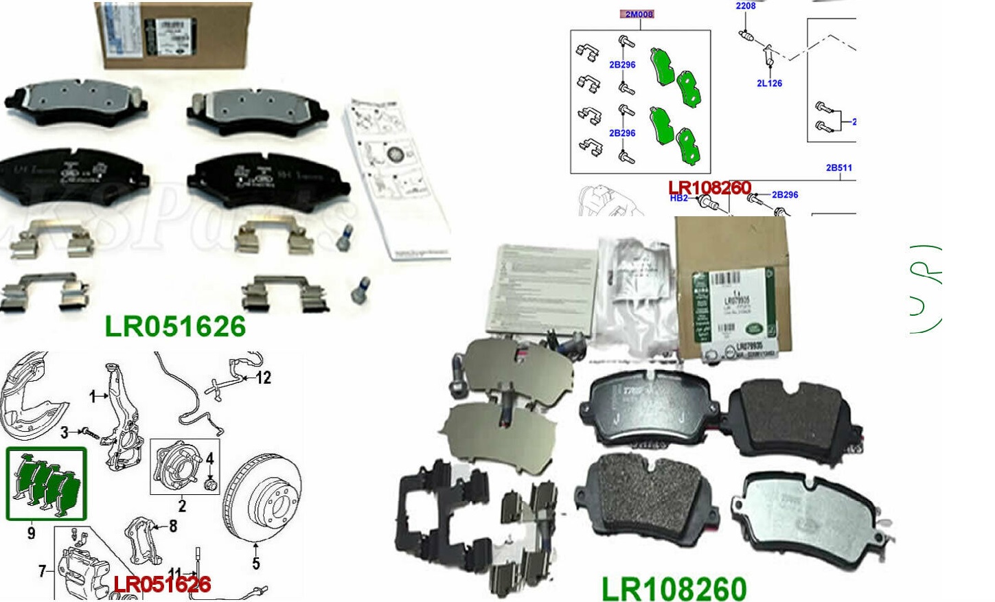 GENUINE LAND ROVER FRONT & REAR BRAKE PADS RANGE ROVER 13 RANGE ROVER ...