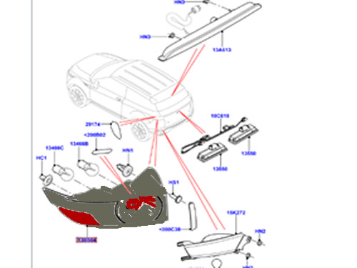 GENUINE LAND ROVER REAR LAMP CLEAR GLASS RANGE ROVER EVOQUE LH NEW ...