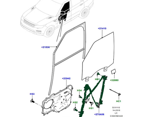 GENUINE LAND ROVER FRONT WINDOW REGULATOR RANGE ROVER SPORT 14 ON ...
