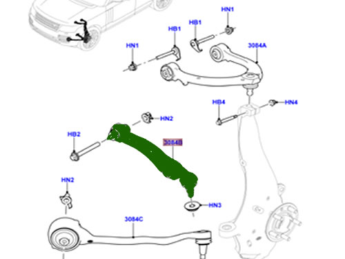LAND ROVER FRONT CONTROL ARM LOWER RH RANGE ROVER 2013 ON LR078476 NEW ...