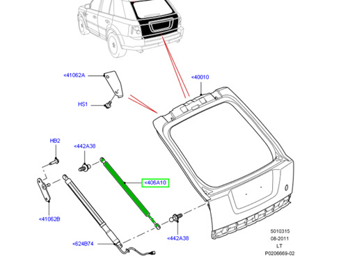 GENUINE LAND ROVER TAILGATE UPPER STRUT LAND ROVER LR3 NEW SET OF 2 ...