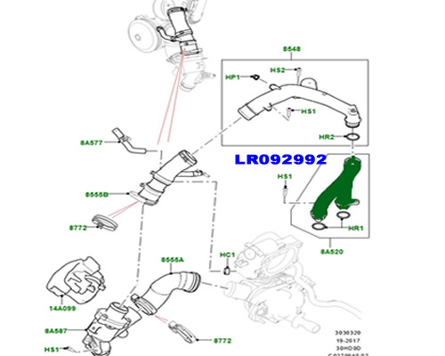 GENUINE LAND ROVER TUBE WATER OUTLET TO CYLINDER BLOCK RANGE ROVER 13 ...