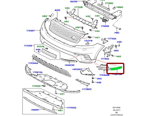GENUINE LAND ROVER FRONT BUMPER COVER RANGE ROVER VELAR LH LR093469 ...