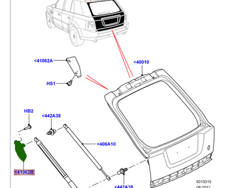 GENUINE LAND ROVER TAILGATE POWER STRUT BRACKET RANGE ROVER SPORT 10-13 ...
