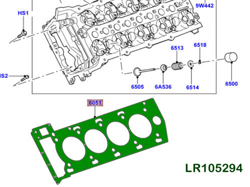 LAND ROVER CYLINDER HEAD GASKET LAND ROVER LR4 5.0L SET LH RH LR105293 ...