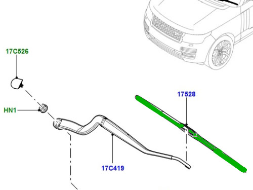 GENUINE LAND ROVER FRONT WIPER BLADE RANGE ROVER 17 ON RANGE ROVER ...