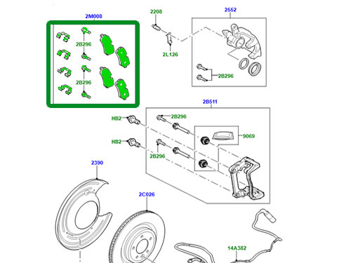 GENUINE LAND ROVER REAR BRAKE PADS RANGE ROVER 19 ON RANGE ROVER SPORT ...