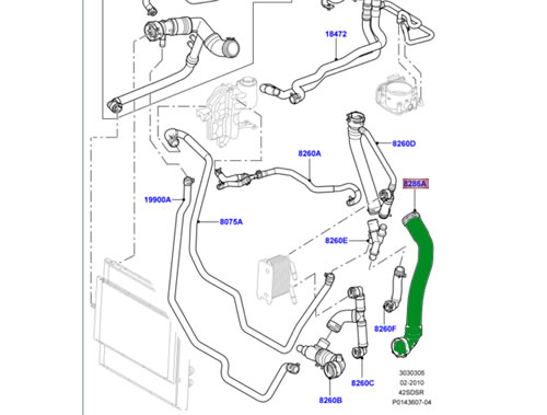 GENUINE LAND ROVER ENGINE TO RADIATOR LOWER HOSE RANGE ROVER 06-09 4.2 ...