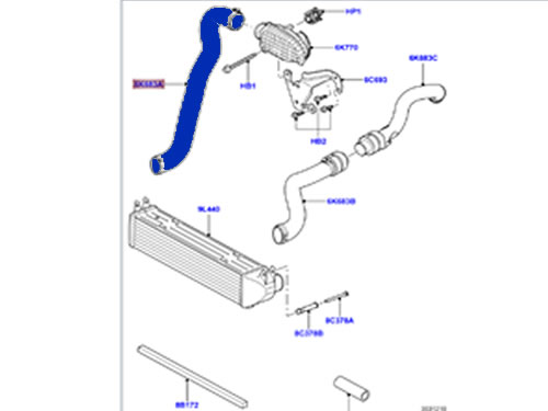 GENUINE LAND ROVER INTERCOOLER HOSE LR3 LR4 RANGE ROVER SPORT 05-09 ...