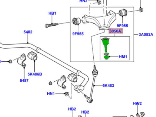 LAND ROVER FRONT UPPER CONTROL ARM BALL JOINT RANGE ROVER SPORT 05-09 ...