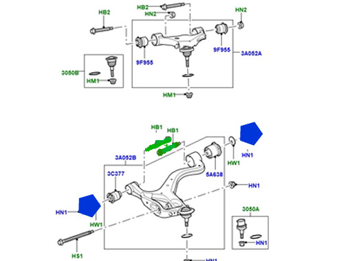 GENUINE LAND ROVER FRONT LOWER CONTROL ARM BOLT & NUT RANGE ROVER SPORT ...
