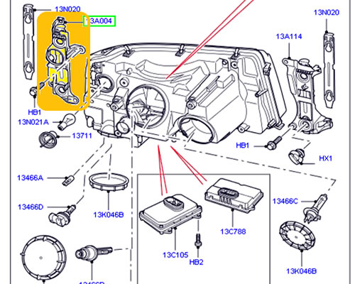 GENUINE LAND ROVER HEADLAMP BRACKET OUTBOARD RANGE ROVER SPORT 05'-09 ...
