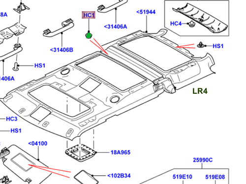 GENUINE LAND ROVER HEADLINER CLIP RANGE ROVER SPORT 05-13 LR4 SET OF 2 ...